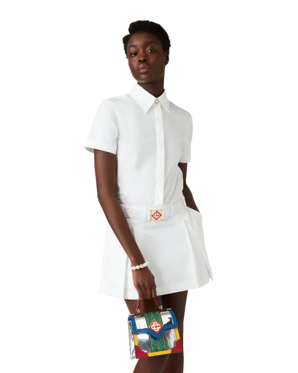 Casablanca Pleated Mini Shirtdress