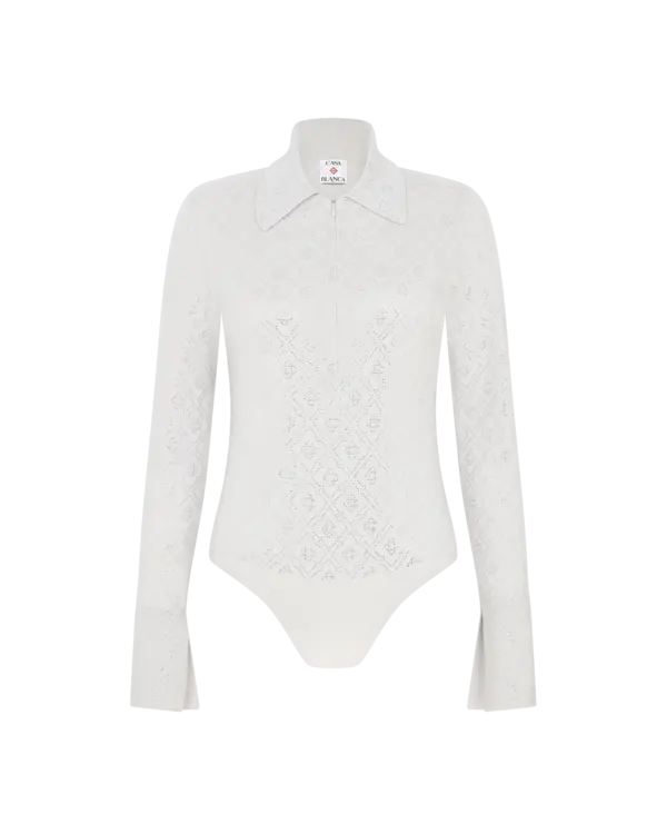 Casablanca Crystal Monogram Knit Bodysuit