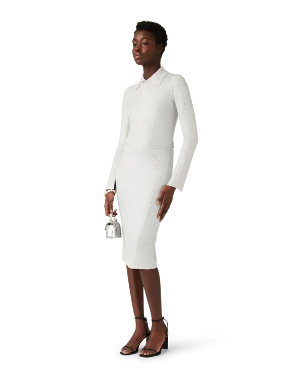 Casablanca Crystal Monogram Knit Bodysuit