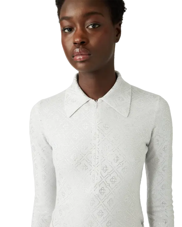 Casablanca Crystal Monogram Knit Bodysuit