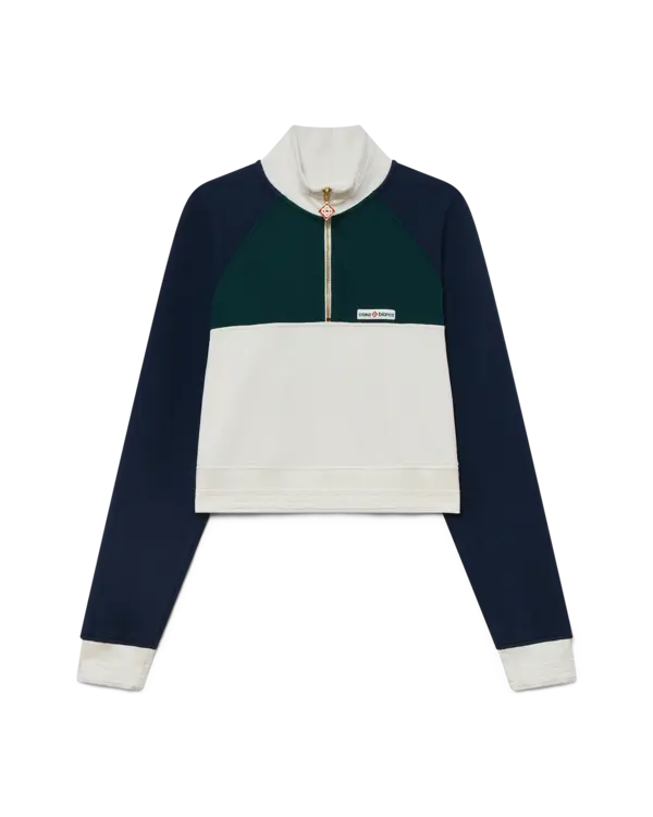 Casablanca Colourblock Quarter Zip Cropped Sweatshirt - Multicolor