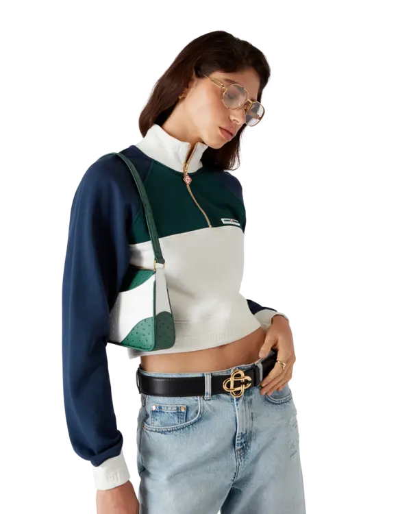 Casablanca Colourblock Quarter Zip Cropped Sweatshirt
