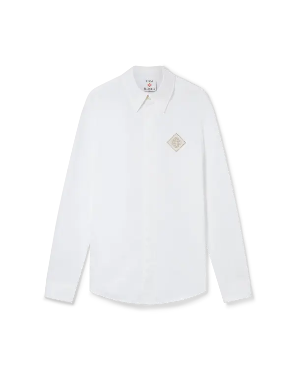 Casablanca Pearl Diamond Patch Long Sleeve Cotton Shirt - Multicolor