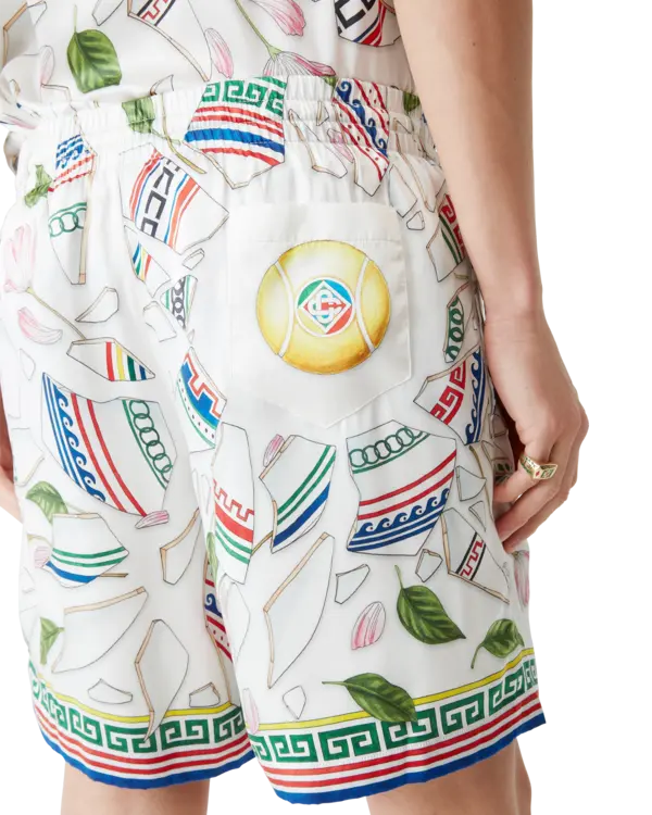 Casablanca Le Vase Brise Silk Shorts - Multicolor