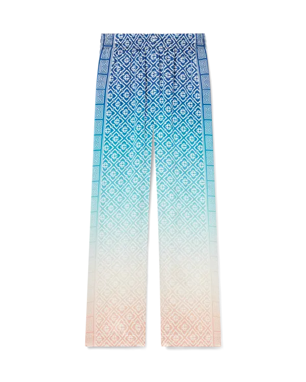 Casablanca Jacquard Gradient Silk Trousers - Blue