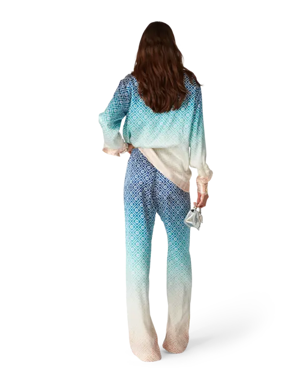 Casablanca Jacquard Gradient Silk Trousers - Blue