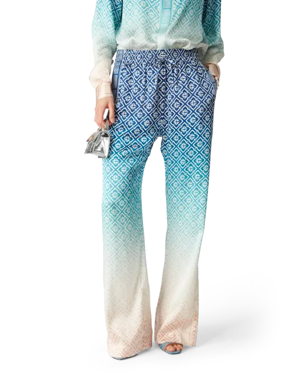 Casablanca Jacquard Gradient Silk Trousers - Blue