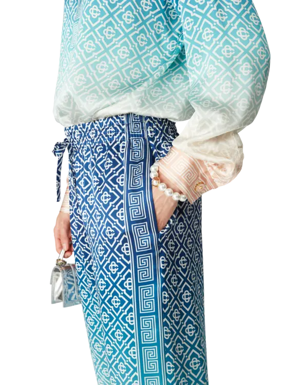 Casablanca Jacquard Gradient Silk Trousers - Blue