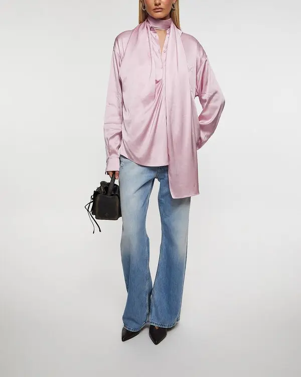 Acne Studios Layered Satin Shirt With Scarf