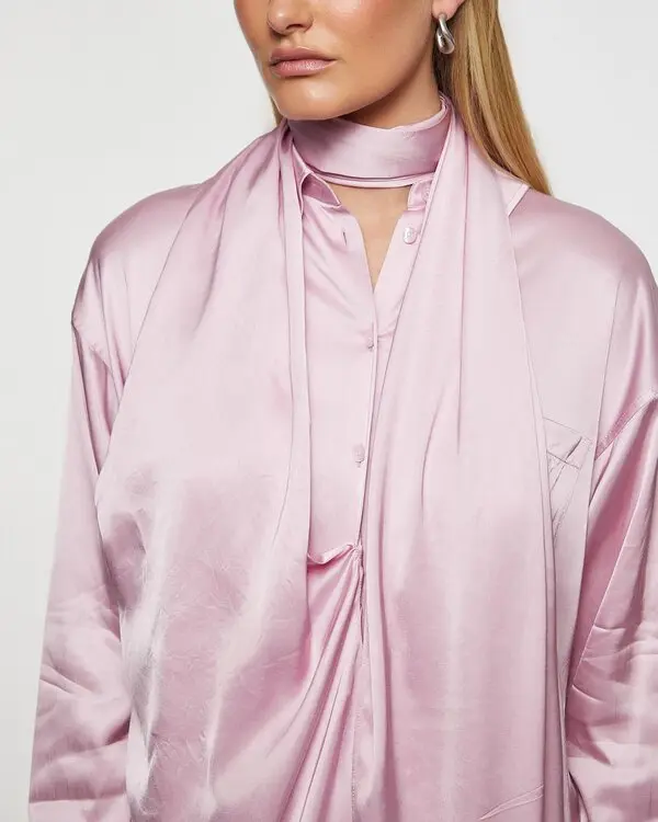 Acne Studios Layered Satin Shirt With Scarf