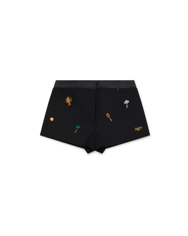 Casablanca Embroidered Motif Wool Tailored Shorts - Multicolor