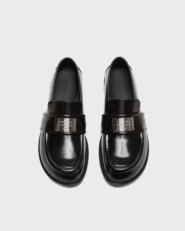 Acne Studios Logo Leather Loafers - Black