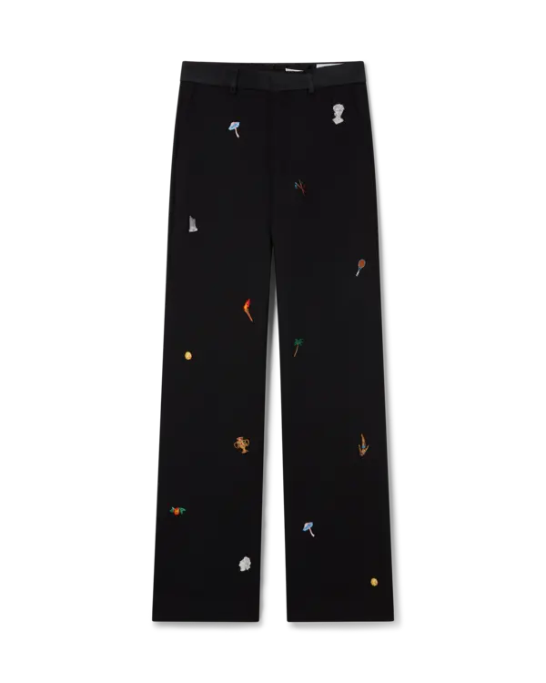 Casablanca Embroidered Motif Wool Tailored Trousers - Multicolor