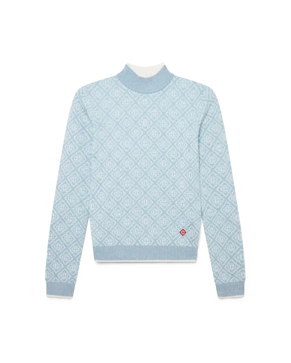 Casablanca Ski Monogram High Neck Top - Blue