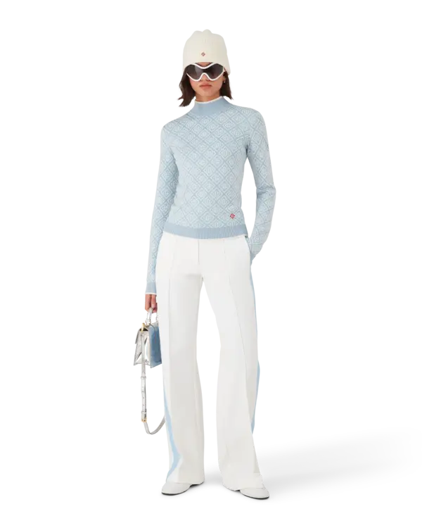 Casablanca Ski Monogram High Neck Top - Blue