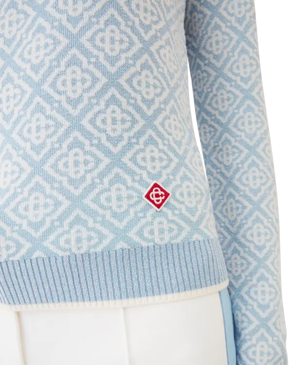 Casablanca Ski Monogram High Neck Top - Blue