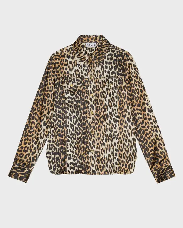 GANNI Printed Satin Shirt