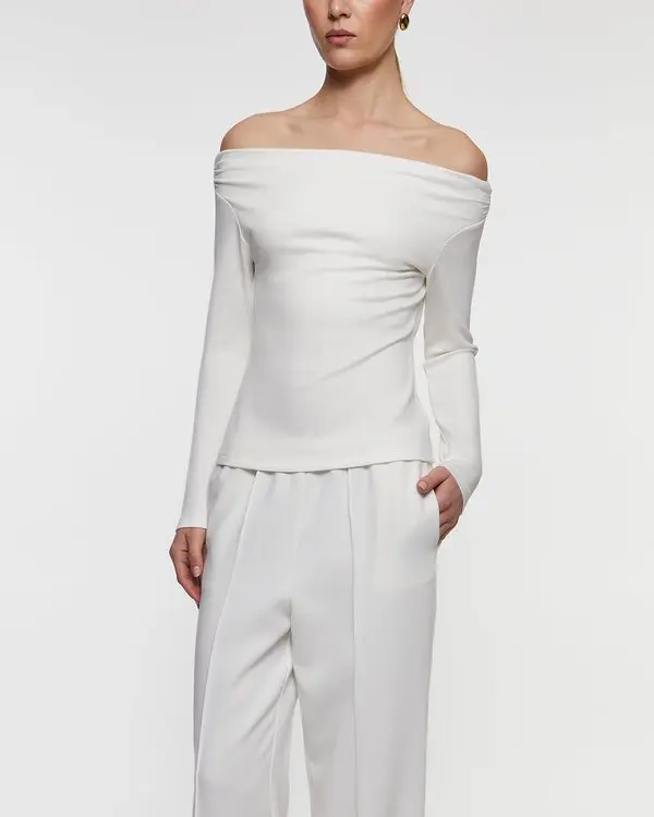 WAKAKUU Off-shoulder Long Sleeve Top - Ivory