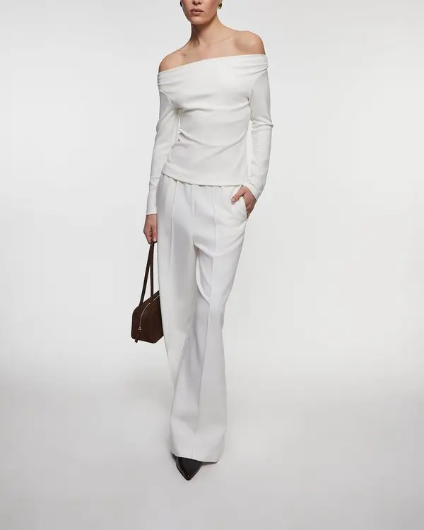 WAKAKUU Off-shoulder Long Sleeve Top - Ivory