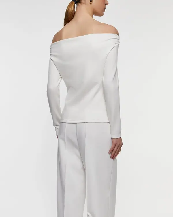 WAKAKUU Off-shoulder Long Sleeve Top - Ivory