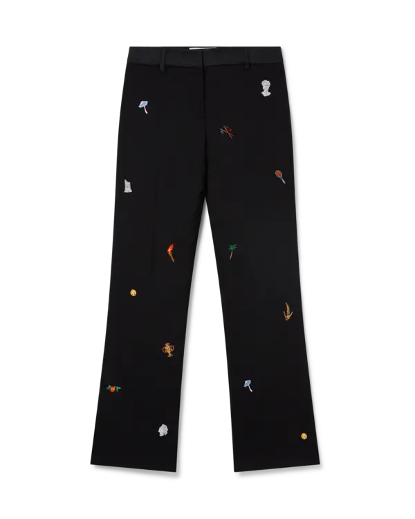 Casablanca Embroidered Motif Wool Tailored Trousers - Multicolor