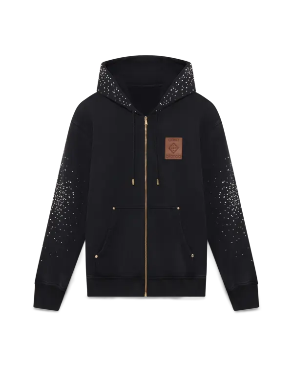 Casablanca La Prémonition Crystal Embellished Zip Hooded Sweatshirt