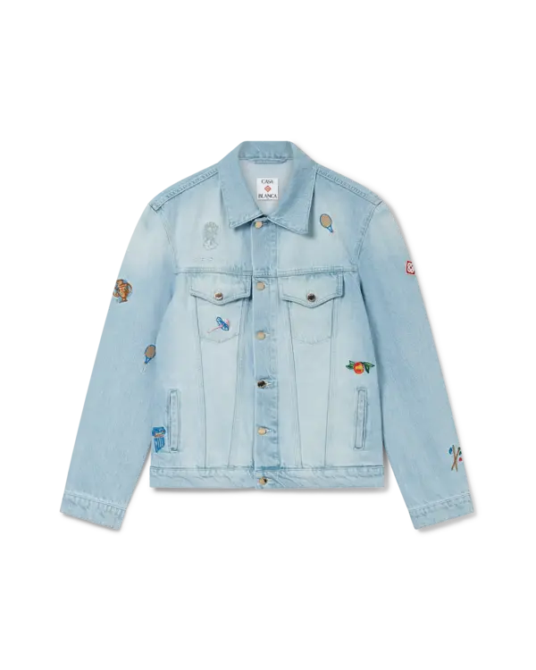 Casablanca Embroidered Denim Jacket - Multicolor