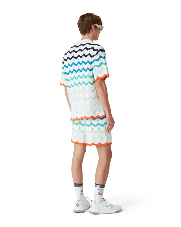 Casablanca Gradient Wave Short Sleeve Crochet Shirt - Multicolor