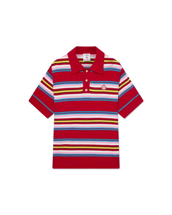 Casablanca Stripe Oversized Polo Shirt - Red