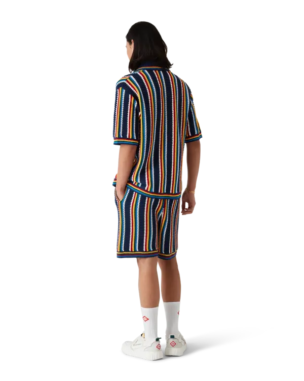 Casablanca Crochet Short Sleeve Stripe Shirt