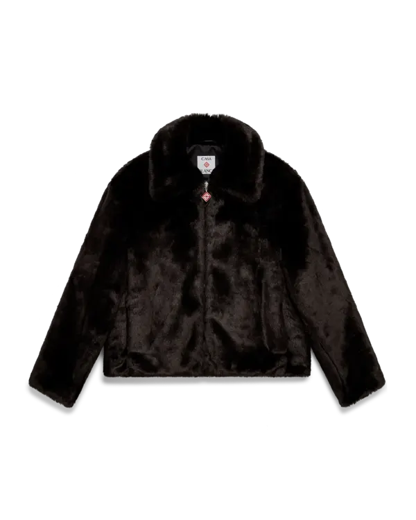 Casablanca Faux Fur Jacket With Graphic Embellishment