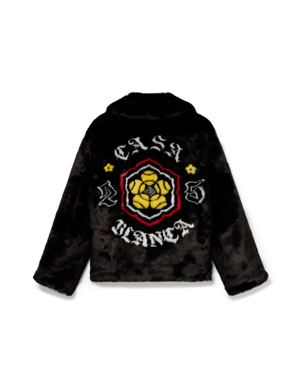 Casablanca Faux Fur Jacket With Graphic Embellishment