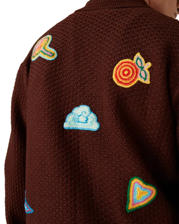 Casablanca Motif Long Sleeve Crochet Shirt