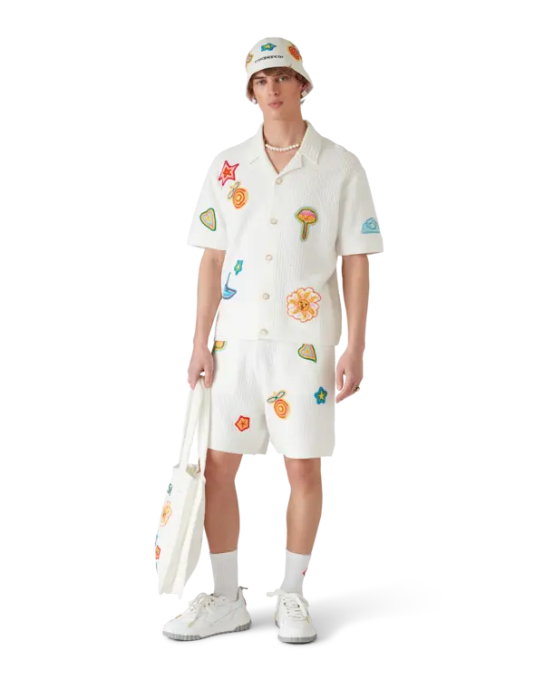 Casablanca Motif Short Sleeve Crochet Shirt
