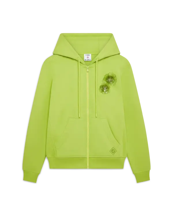 Casablanca Zip Hoodie With Flower Brooches