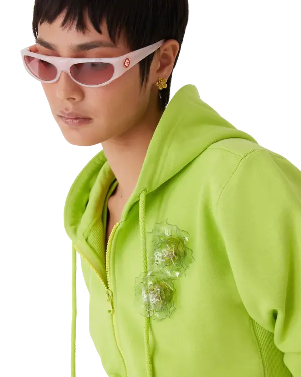 Casablanca Zip Hoodie With Flower Brooches