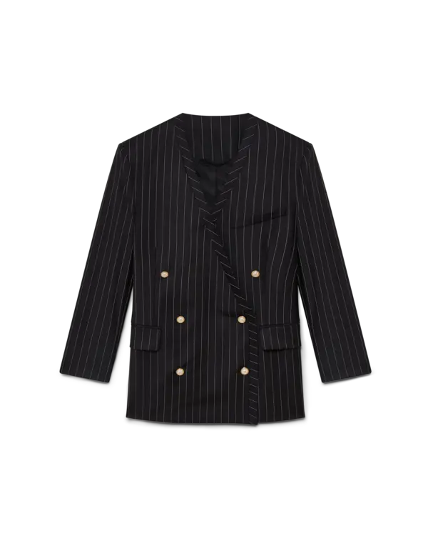 Casablanca Wool Pinstripe Oversized Blazer - Multicolor