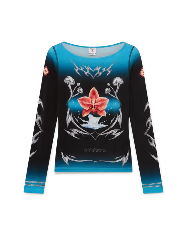 Casablanca Blades Slinky Jersey Long Sleeve Top - Red