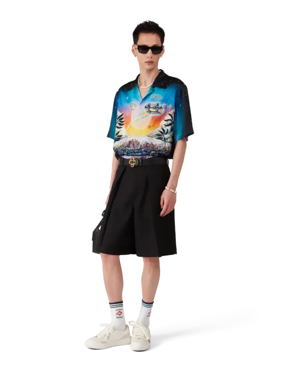 Casablanca Wool Pleated Tailored Shorts - Multicolor