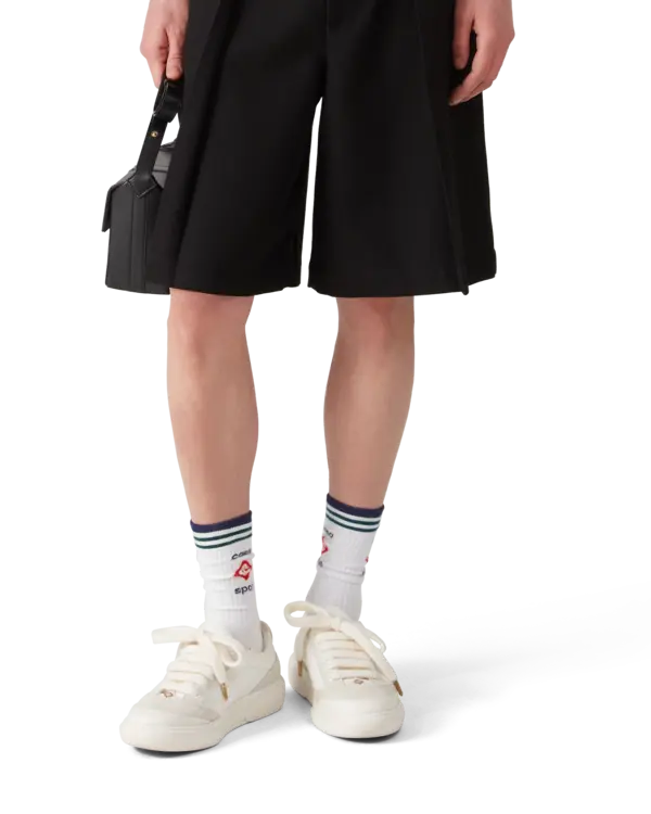 Casablanca Wool Pleated Tailored Shorts - Multicolor
