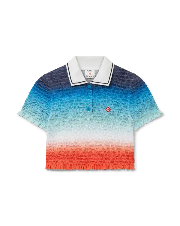 Casablanca Gradient Cropped Polo Shirt - Pink