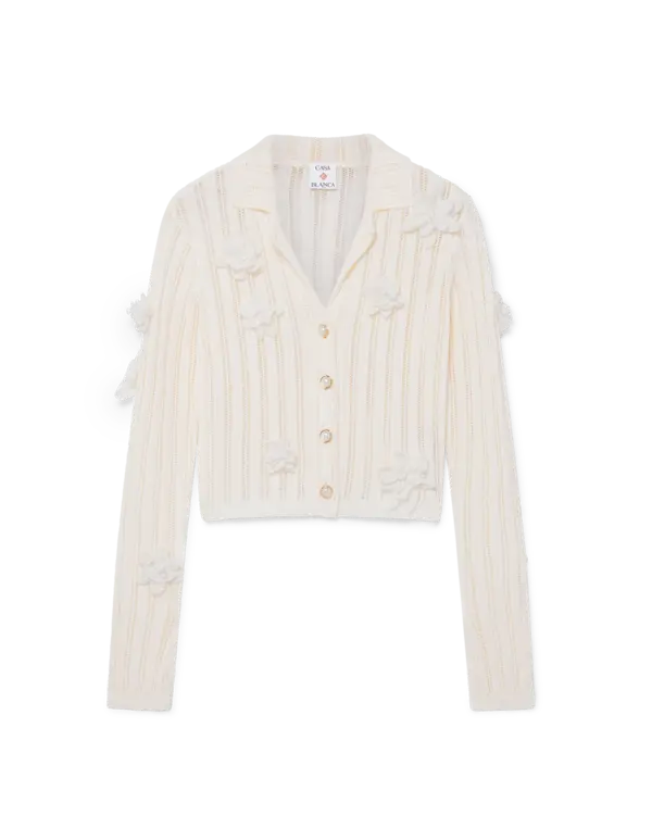 Casablanca Flower Lace Knit Shirt - Multicolor
