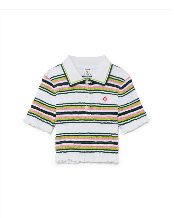 Casablanca Striped Cropped Polo Shirt - Multicolor