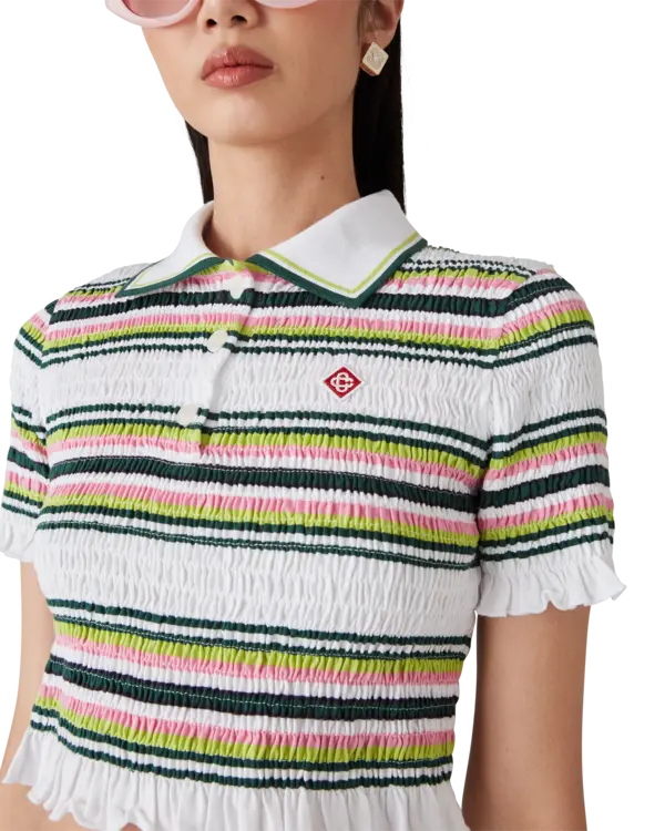 Casablanca Striped Cropped Polo Shirt - Multicolor