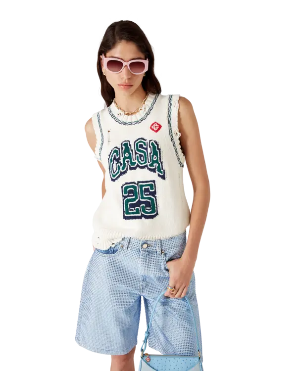 Casablanca Intarsia Baseball Top