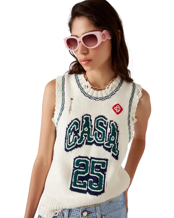 Casablanca Intarsia Baseball Top