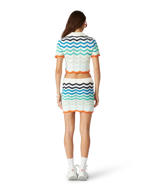 Casablanca Gradient Wave Crochet Top