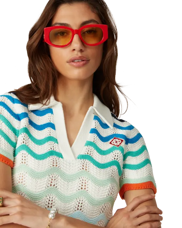 Casablanca Gradient Wave Crochet Top