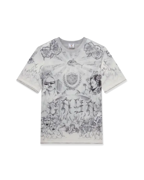 Casablanca Tattoo Mesh Top - Black