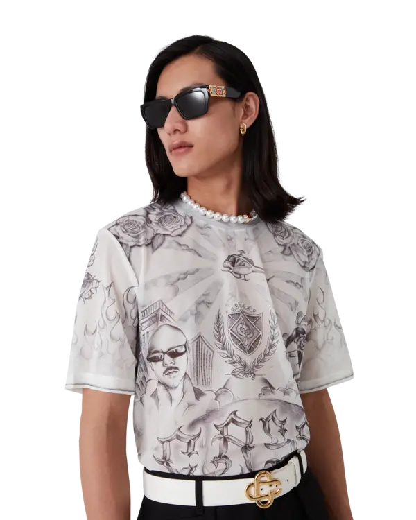 Casablanca Tattoo Mesh Top
